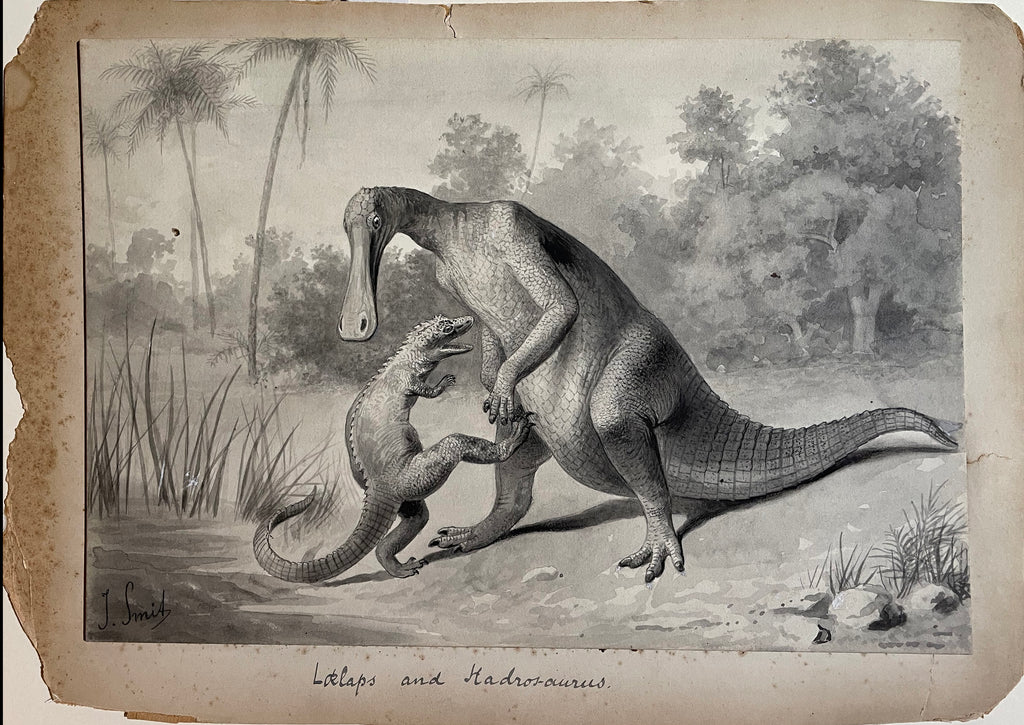 Joseph Smit (1836-1929), 1. Laelaps (Left) and 2. Hadrosaurus (Right ...