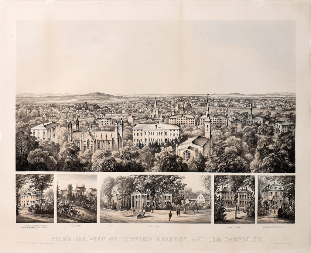 Julius Herman Kummer (1817–1872), Bird's eye view of Harvard College a ...