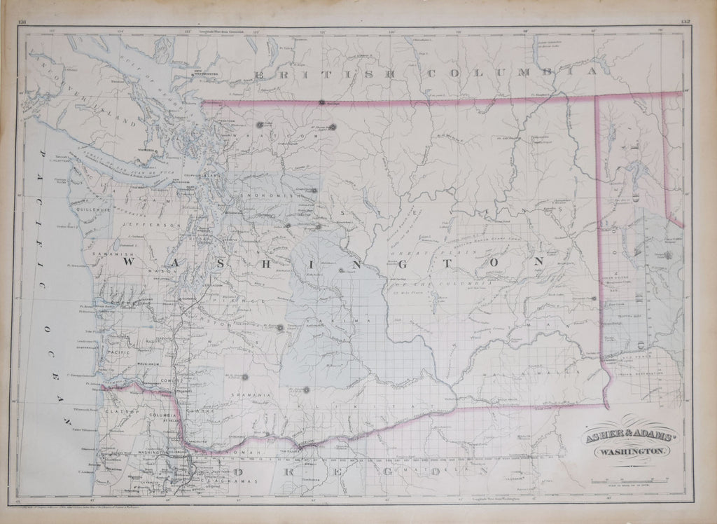 Asher & Adams, Map of Washington, 1874 – Arader Galleries