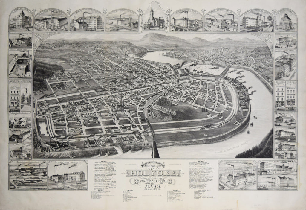 A. F. Poole, Bird’s Eye View of the City of Holyoke and Village of S ...
