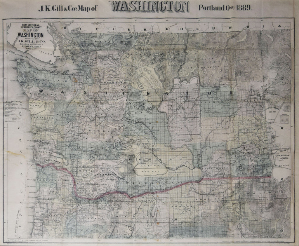 J.K. Gill & Co., New Sectional, Township & County Map of Washington ...