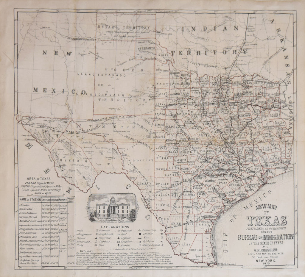 Anton Roessler, New Map of Texas – Arader Galleries