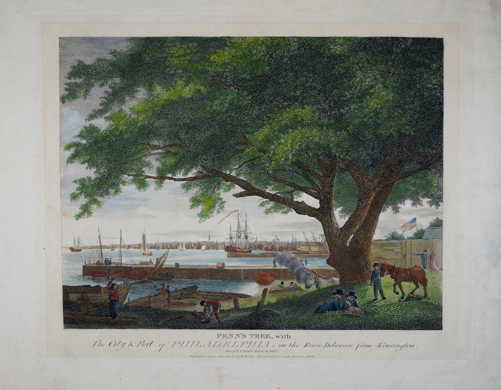William Birch (1755-1834), Penn’s Tree with the City & Port of Philade ...