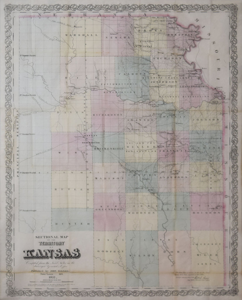 John Halsall, Sectional Map of the Territory of Kansas... – Arader ...