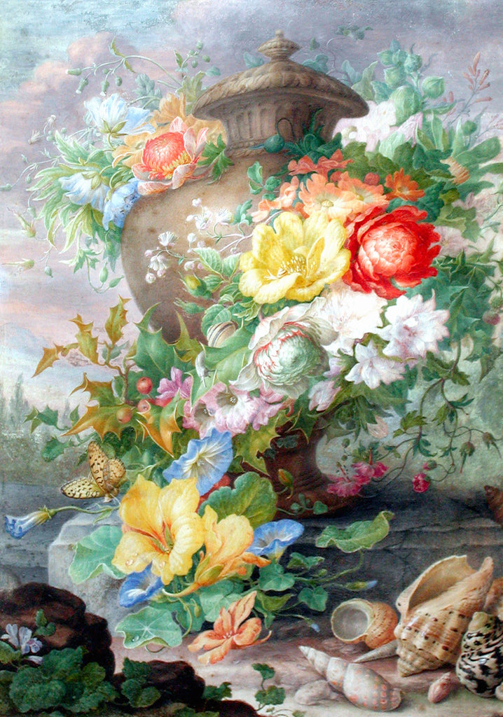 Herman Henstenburgh (Dutch, 1667-1726), An Urn Garlanded with Flowers ...